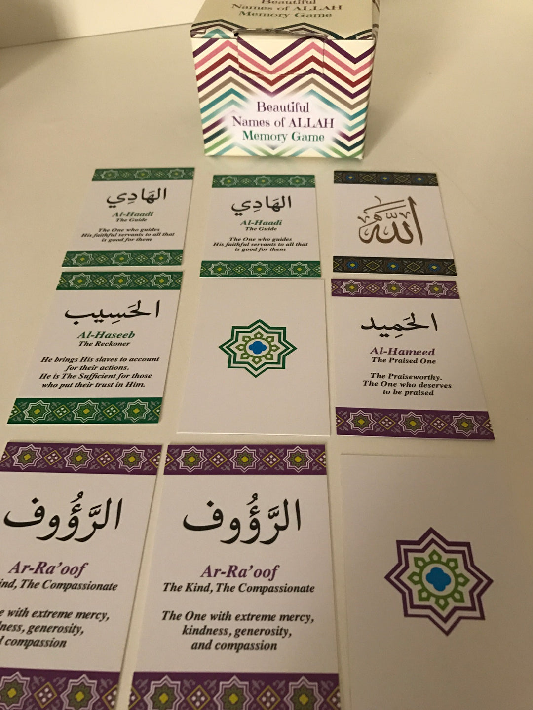 Beautiful Names of Allah Flash Cards & Memory Game, English, Older box ...